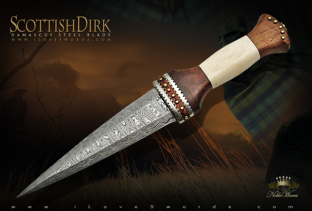 Bone Grip Damascus Steel Scottish Dirk DM1114