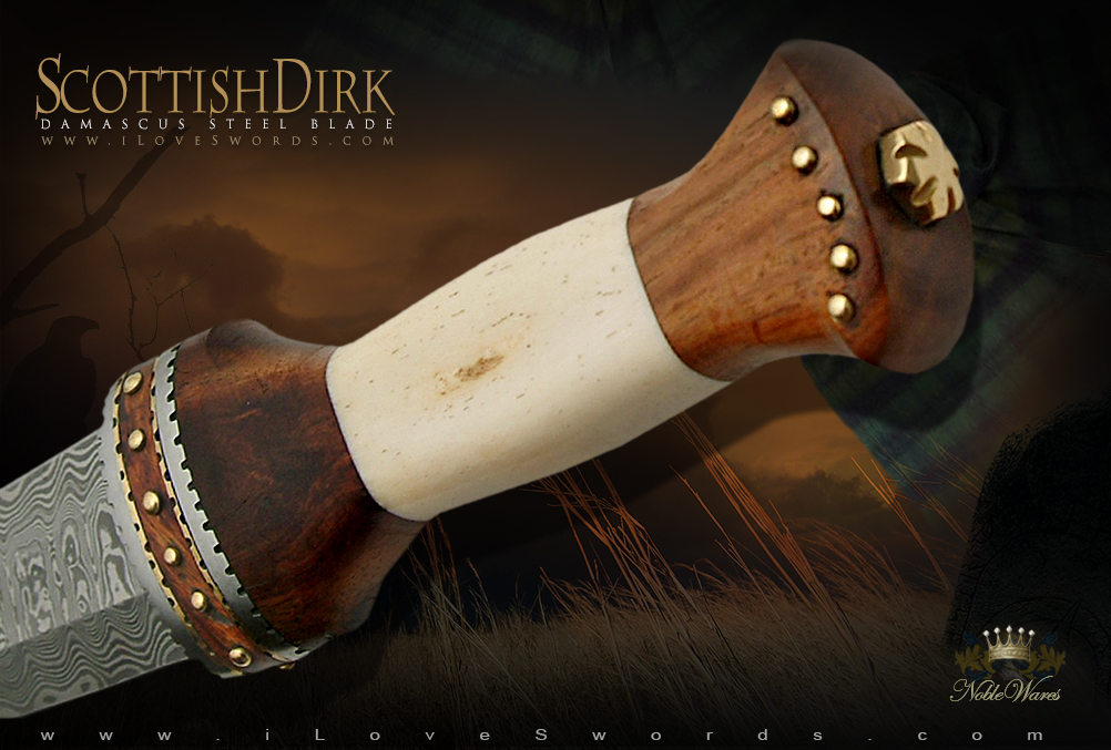 Bone Grip Damascus Steel Scottish Dirk DM1114