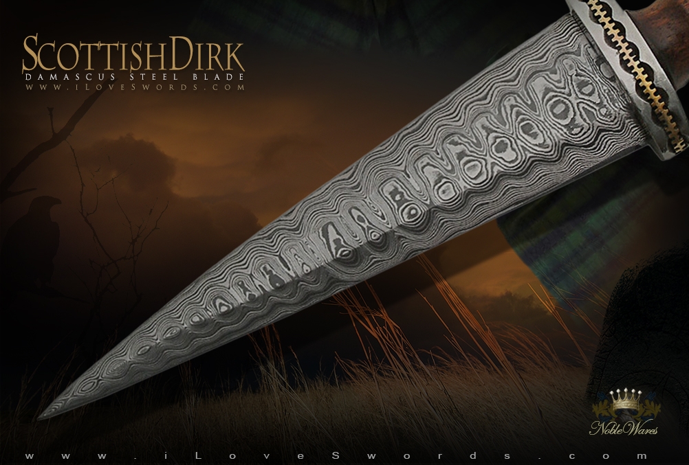 Rosewood Handle Damascus Scottish Dirk DM1115